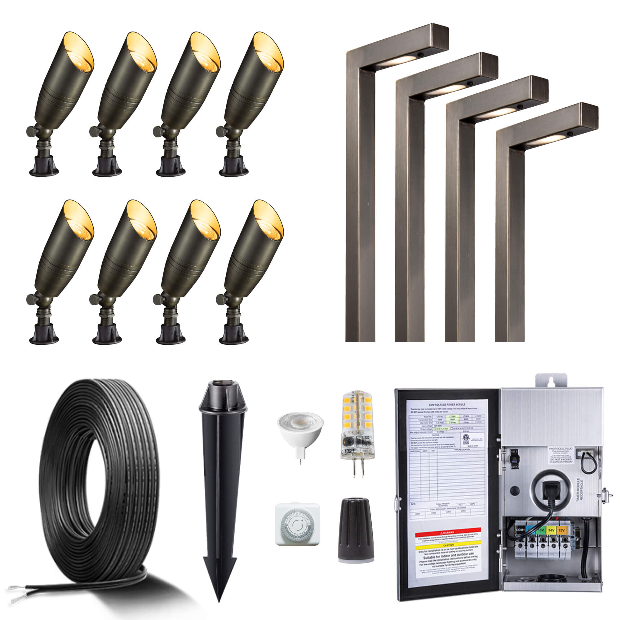 Outdoor Brass Landscape Lighting Kit 12V Spotlights Path Lights ...