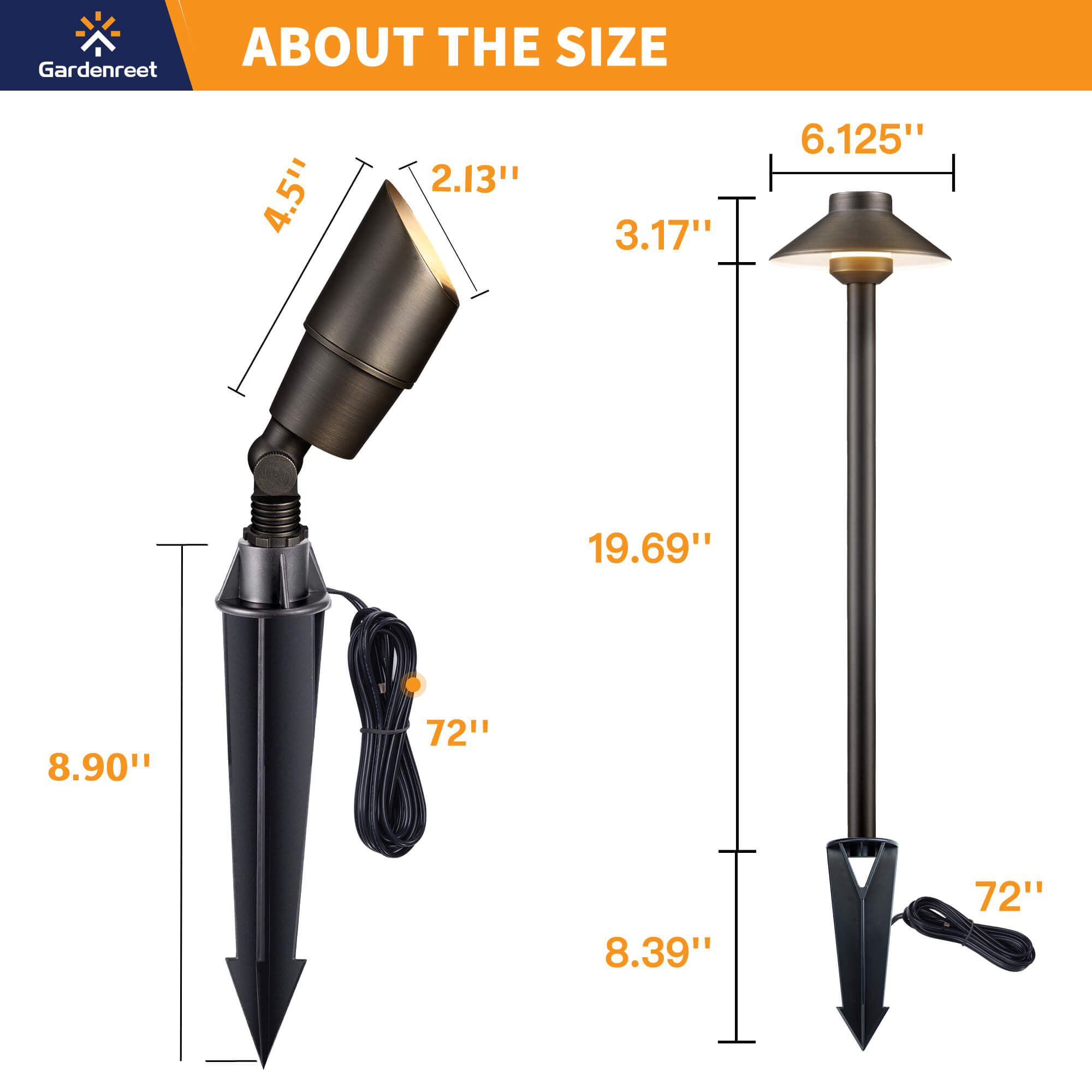 Outdoor Brass Landscape Lighting Kit Black Spotlights Path Lights ...